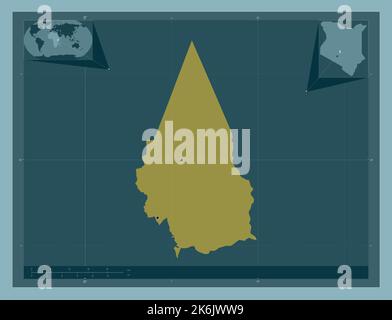 Kirinyaga, county of Kenya. Solid color shape. Corner auxiliary ...