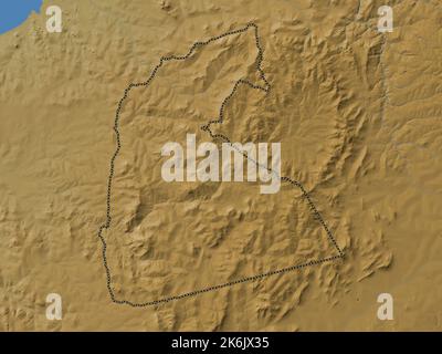 Kisii, county of Kenya. Colored elevation map with lakes and rivers ...