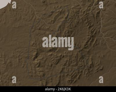 Kisii, county of Kenya. Colored elevation map with lakes and rivers ...