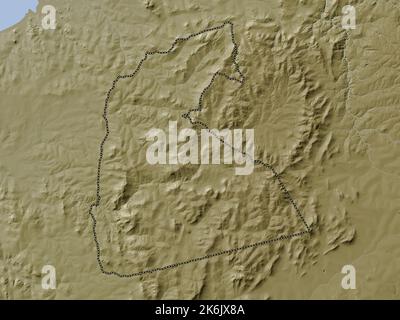 Kisii, county of Kenya. Colored elevation map with lakes and rivers ...