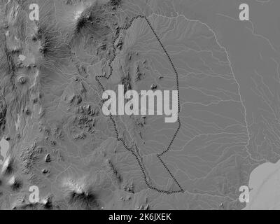 Kitui, county of Kenya. Bilevel elevation map with lakes and rivers ...