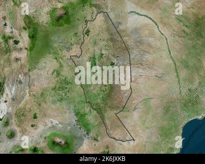 Kitui, county of Kenya. High resolution satellite map. Locations and ...