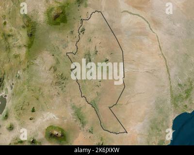 Kitui, county of Kenya. Low resolution satellite map. Locations and ...