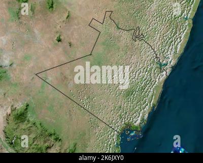 Kwale, county of Kenya. High resolution satellite map. Locations of ...