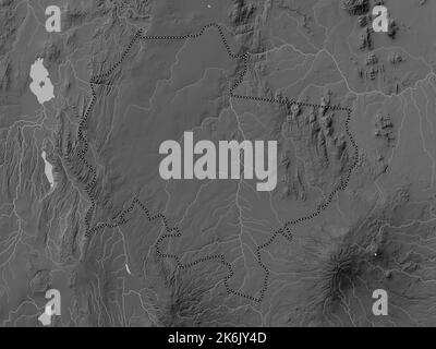 Laikipia, county of Kenya. Grayscale elevation map with lakes and ...