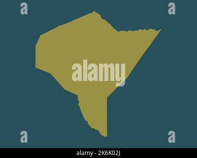 Mandera, county of Kenya. Solid color shape. Locations and names of ...