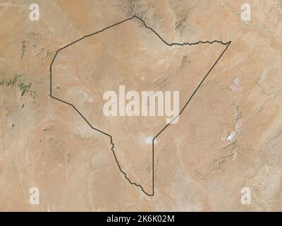 Mandera, county of Kenya. Low resolution satellite map. Locations of ...