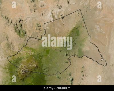 Meru, county of Kenya. Low resolution satellite map. Locations and ...