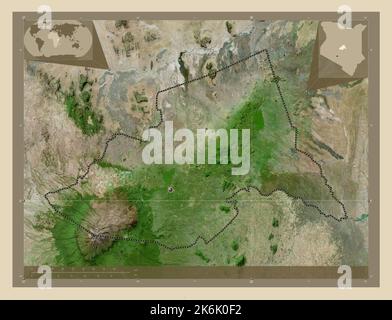 Meru, county of Kenya. High resolution satellite map. Locations and ...