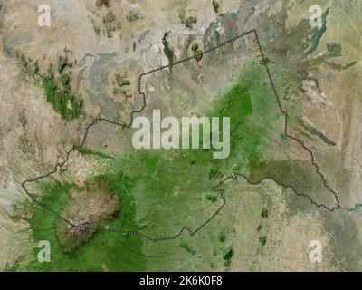 Meru, county of Kenya. High resolution satellite map. Locations of ...