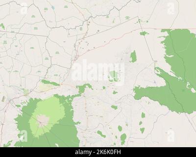 Meru, county of Kenya. Open Street Map. Locations of major cities of ...