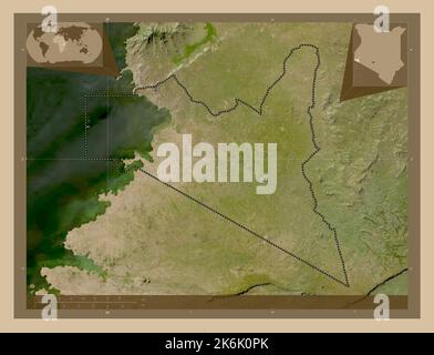 Migori, county of Kenya. Low resolution satellite map. Locations and ...