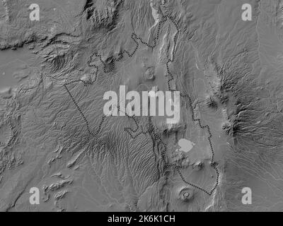 Nakuru, county of Kenya. Bilevel elevation map with lakes and rivers ...