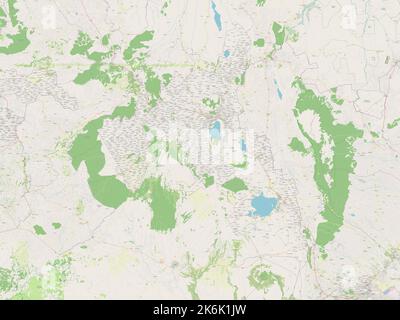 Nakuru, county of Kenya. Open Street Map. Locations and names of major ...