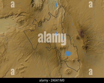 Nakuru, county of Kenya. Elevation map colored in wiki style with lakes ...