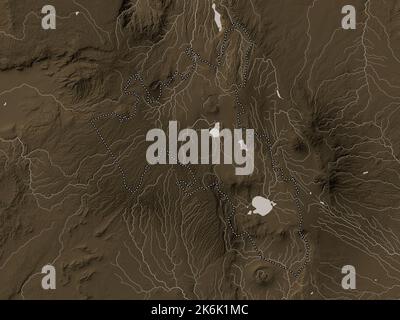 Nakuru, county of Kenya. Colored elevation map with lakes and rivers ...