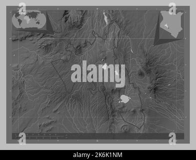 Nakuru, county of Kenya. Elevation map colored in wiki style with lakes ...