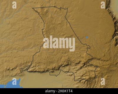 Nandi, county of Kenya. Colored elevation map with lakes and rivers ...