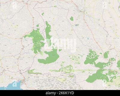 Nandi, county of Kenya. Open Street Map. Locations and names of major ...