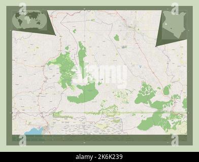 Nandi, county of Kenya. Open Street Map. Locations and names of major ...