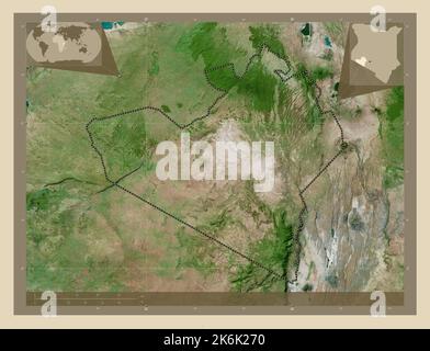 Narok, county of Kenya. High resolution satellite map. Corner auxiliary ...
