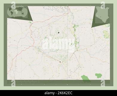 Nyamira, county of Kenya. Open Street Map. Corner auxiliary location ...