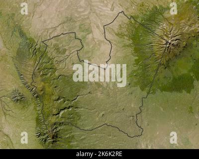 Nyeri, county of Kenya. Low resolution satellite map. Locations and ...