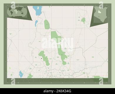 Samburu, county of Kenya. Open Street Map. Corner auxiliary location ...