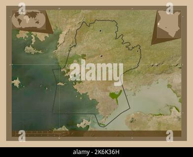 Siaya, county of Kenya. Low resolution satellite map. Corner auxiliary ...