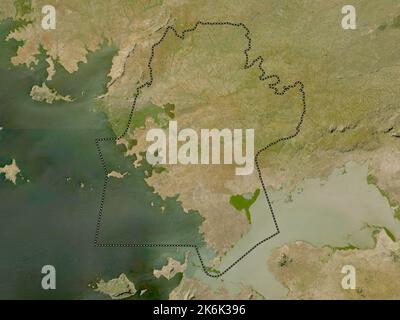 Siaya, county of Kenya. Low resolution satellite map. Locations of ...