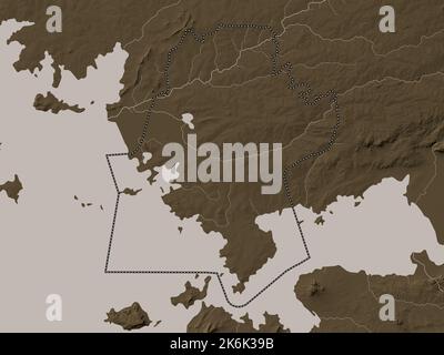 Siaya, county of Kenya. Colored elevation map with lakes and rivers ...