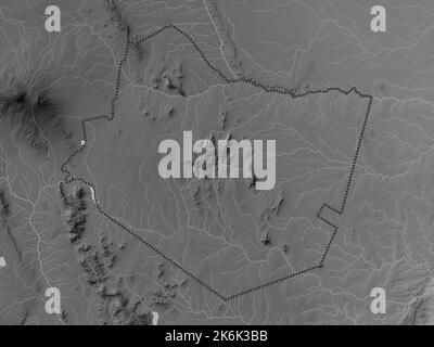 Taita Taveta, county of Kenya. Grayscale elevation map with lakes and ...