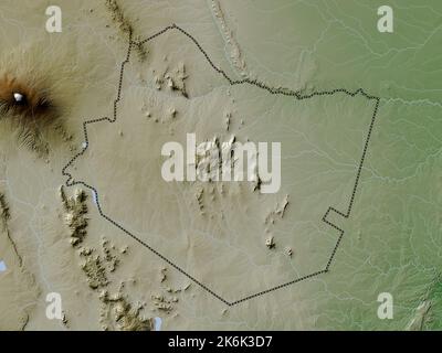 Taita Taveta, county of Kenya. Colored elevation map with lakes and ...