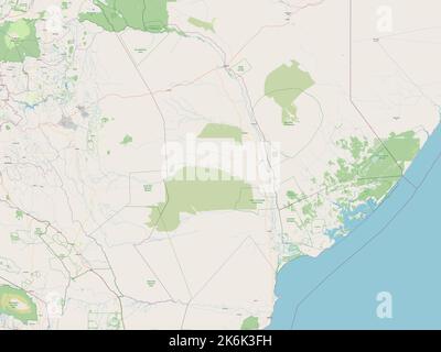 Tana River, county of Kenya. Open Street Map. Locations and names of ...