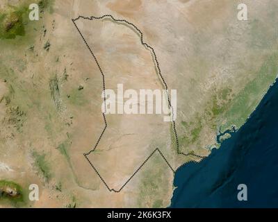 Tana River, county of Kenya. Low resolution satellite map. Locations of ...