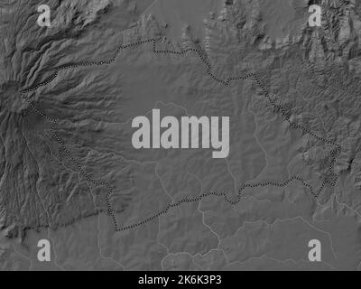 Trans Nzoia, county of Kenya. Grayscale elevation map with lakes and ...