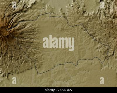 Trans Nzoia, county of Kenya. Colored elevation map with lakes and ...