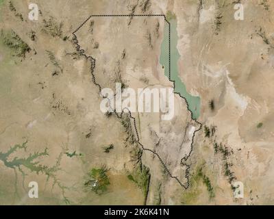 Turkana, county of Kenya. Low resolution satellite map. Locations of ...