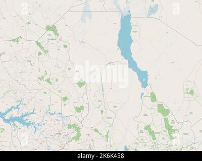 Turkana, county of Kenya. Open Street Map. Locations of major cities of ...