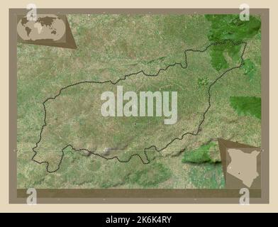 Vihiga, county of Kenya. High resolution satellite map. Locations and ...