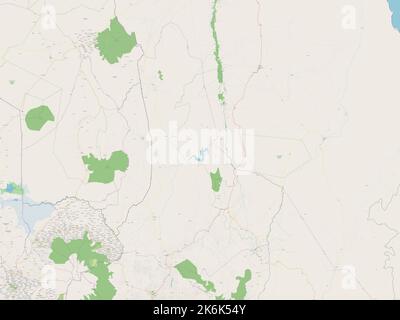 West Pokot, county of Kenya. Open Street Map. Locations of major cities ...