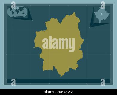 Drenas, municipality of Kosovo. Solid color shape. Locations of major ...