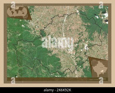 Ferizaj, municipality of Kosovo. Low resolution satellite map ...