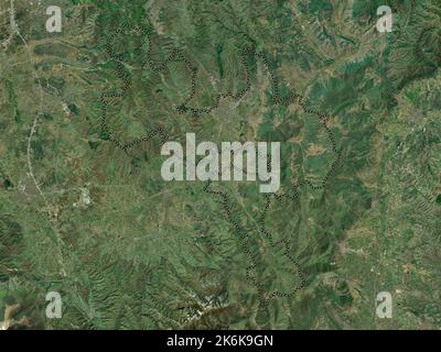 Gjilan, municipality of Kosovo. High resolution satellite map. Corner ...