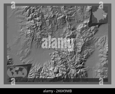 Gjilan, municipality of Kosovo. Bilevel elevation map with lakes and ...