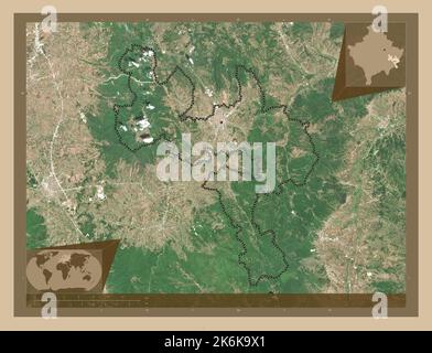 Gjilan, municipality of Kosovo. Low resolution satellite map. Locations ...