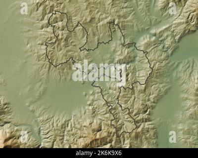 Gjilan, municipality of Kosovo. Colored elevation map with lakes and ...