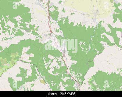 Kacanik, municipality of Kosovo. Open Street Map. Locations and names ...