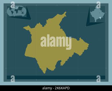 Kacanik, municipality of Kosovo. Solid color shape. Locations of major ...