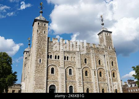 Tower of London. The White Tower, a medieval keep originally built by ...